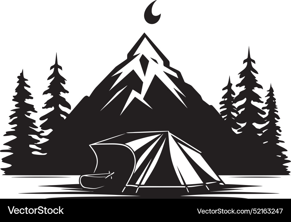 Camping and yoga finding zen in nature Royalty Free Vector
