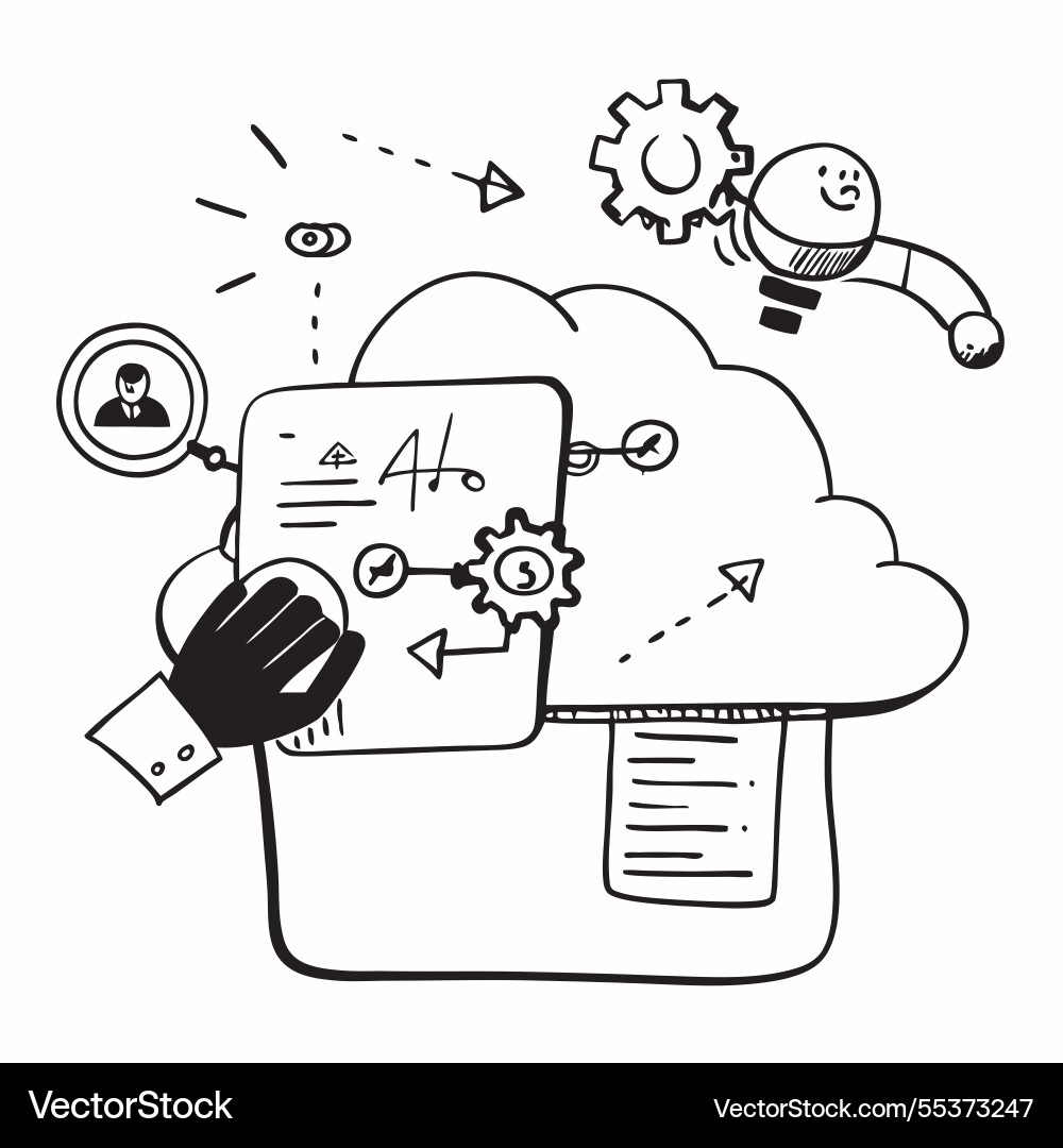 Cloud computing automation with robotic process Vector Image