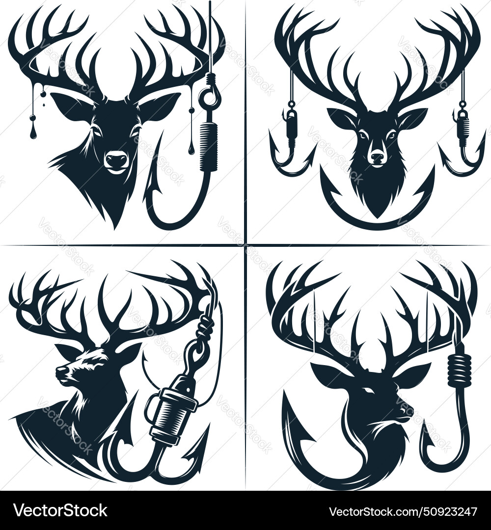 Deer hunting and fishing hook Royalty Free Vector Image