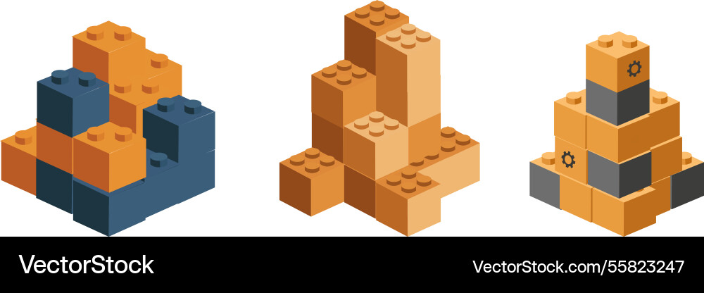 Isometric building blocks set Royalty Free Vector Image