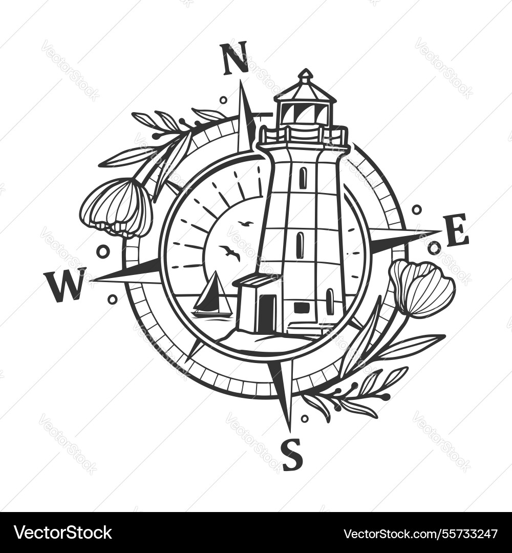 Lighthouse compass clip art Royalty Free Vector Image