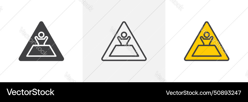 Mud warning sign icon set danger caution Vector Image