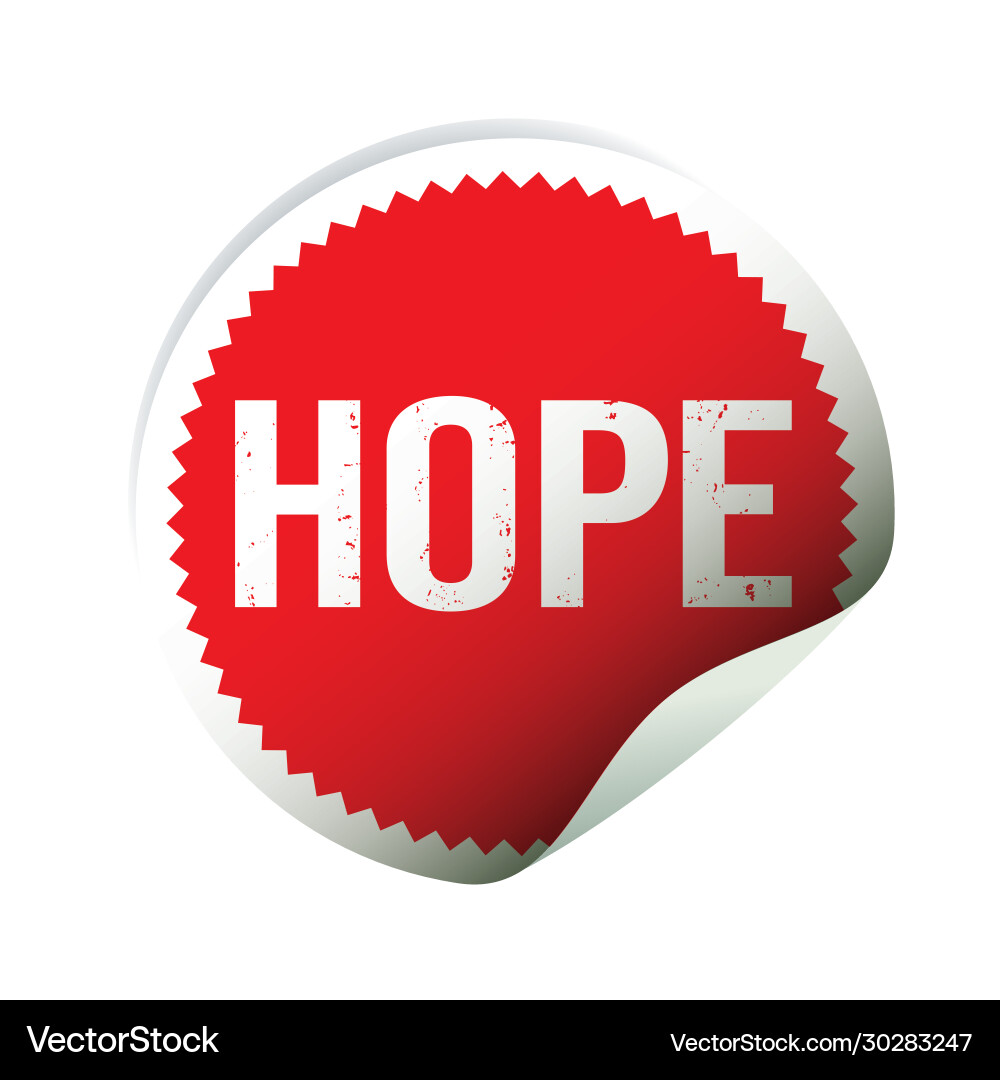 Red sticker and text hope Royalty Free Vector Image
