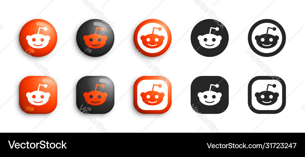Reddit modern 3d and flat icons set Royalty Free Vector