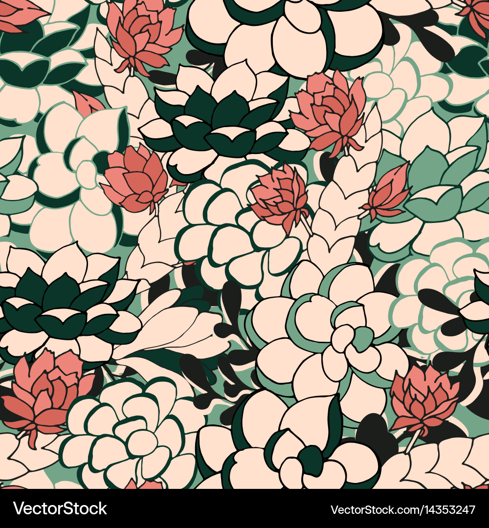 Succulent seamless pattern Royalty Free Vector Image