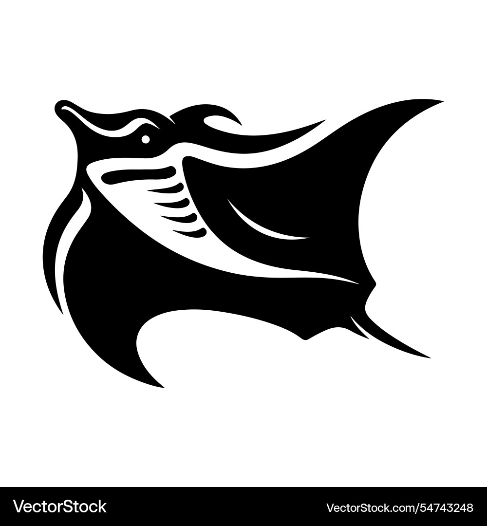 Giant manta ray silhouette high-quality ocean Vector Image