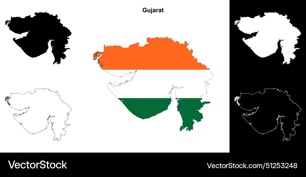 Gujarat outline map Royalty Free Vector Image - VectorStock