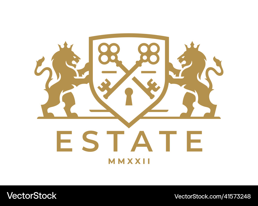 Lion keys crest logo icon Royalty Free Vector Image