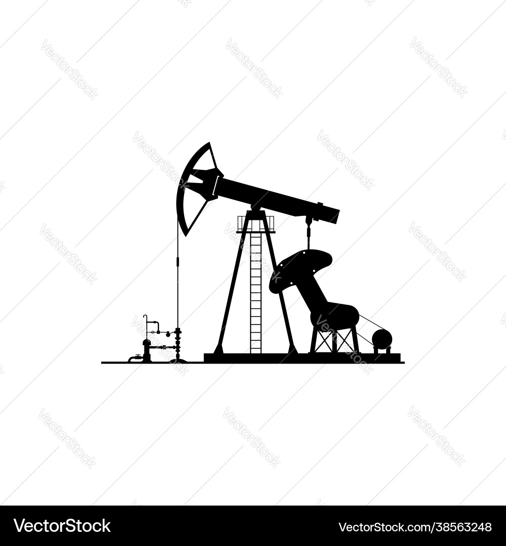 Oil derrick icon black silhouette rigs Royalty Free Vector