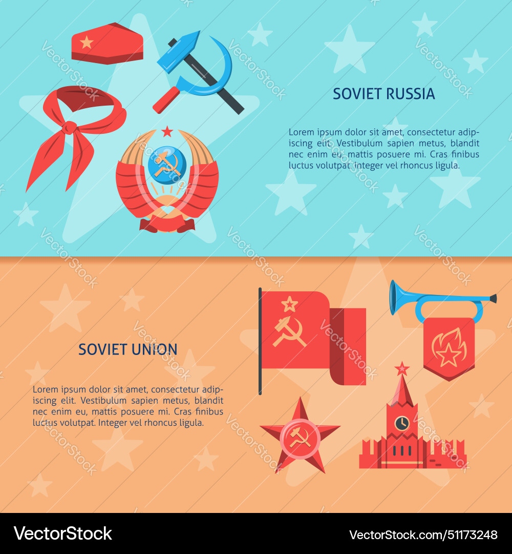 Soviet union banner template with ussr symbols Vector Image