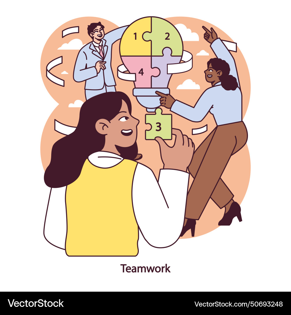 Teamwork in action Royalty Free Vector Image - VectorStock