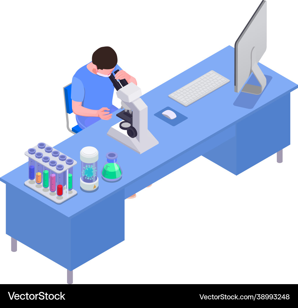 Vaccine laboratory workplace composition Vector Image