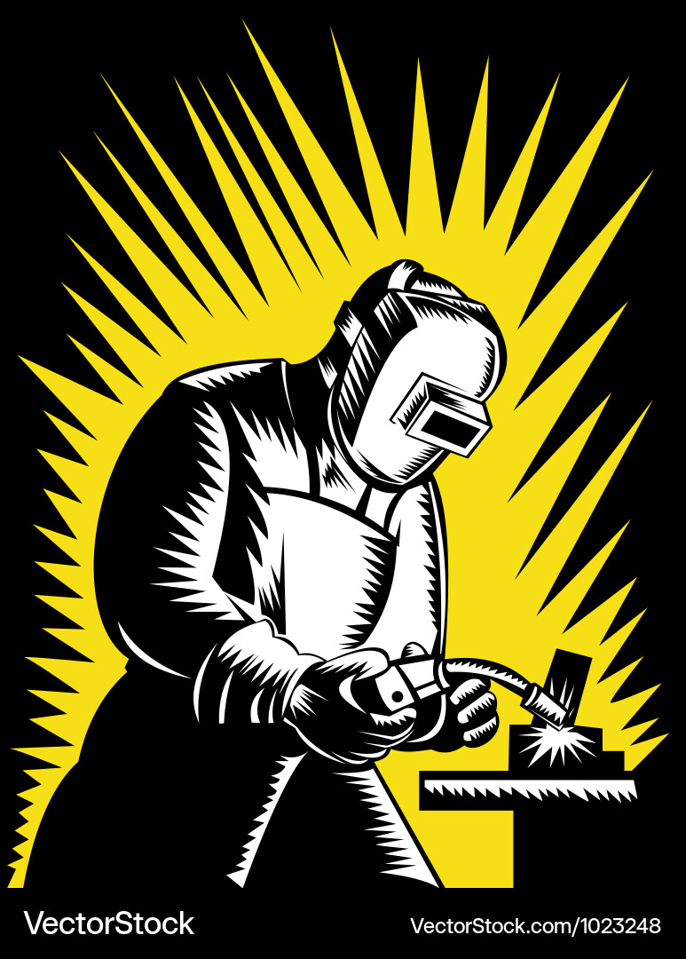 Welder metal worker welding retro Royalty Free Vector Image