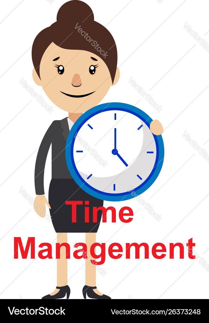 Woman with clock on white background Royalty Free Vector
