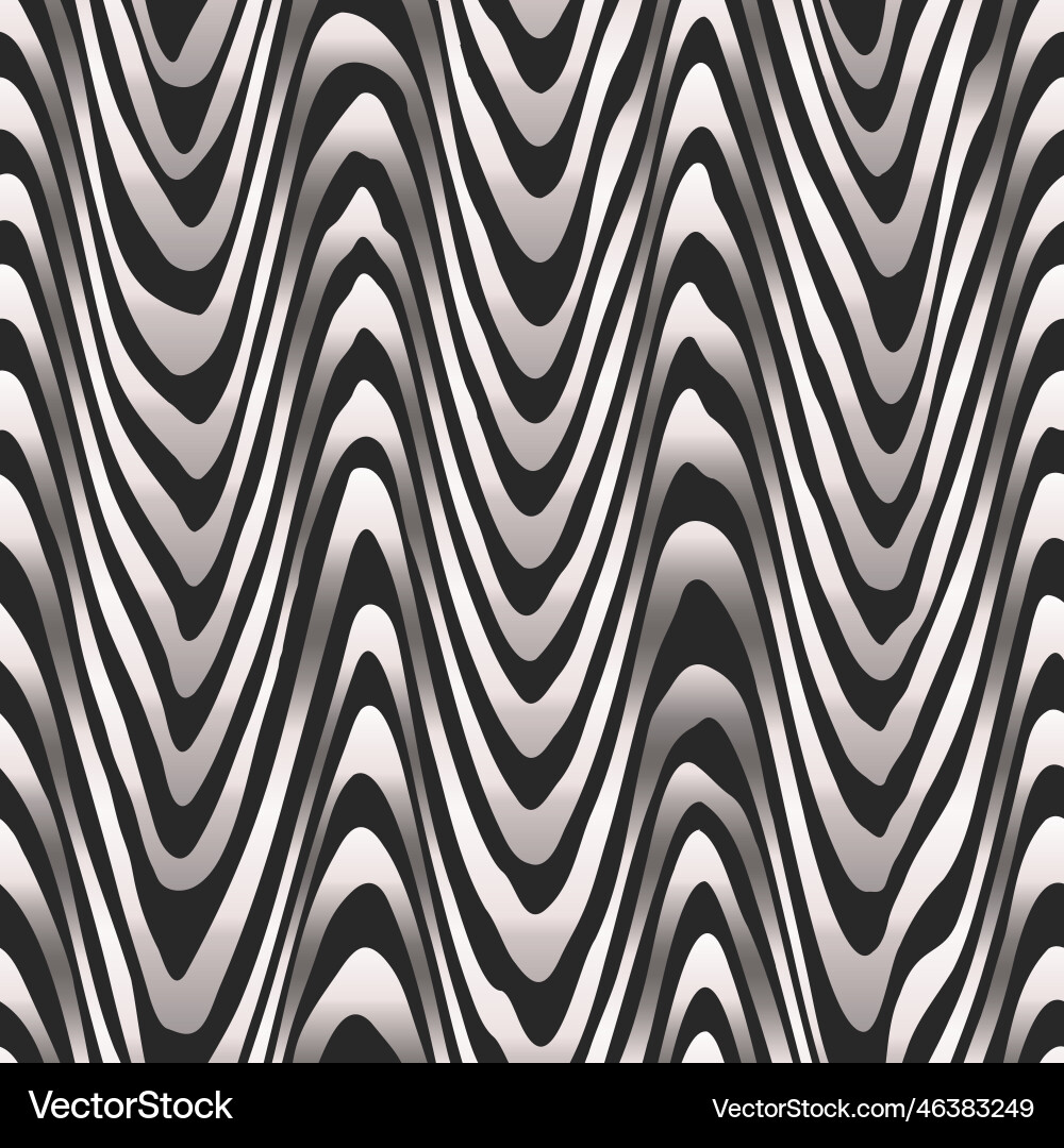 Black and white wavy lines seamless pattern Vector Image