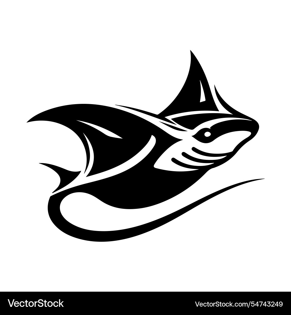 Giant manta ray silhouette high-quality ocean Vector Image