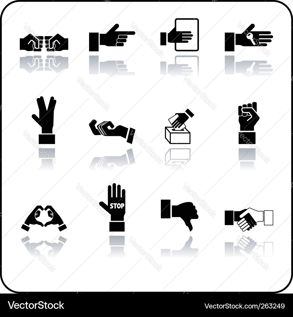 Hand Icon Set - Diverse Gestures Royalty Free Vector Image