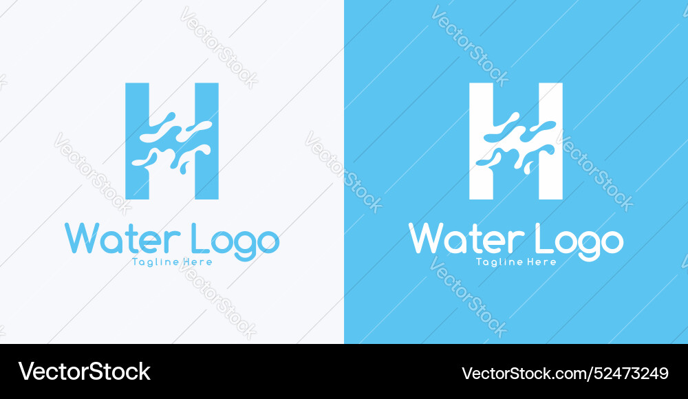 Letter h logo splash water wave design Royalty Free Vector
