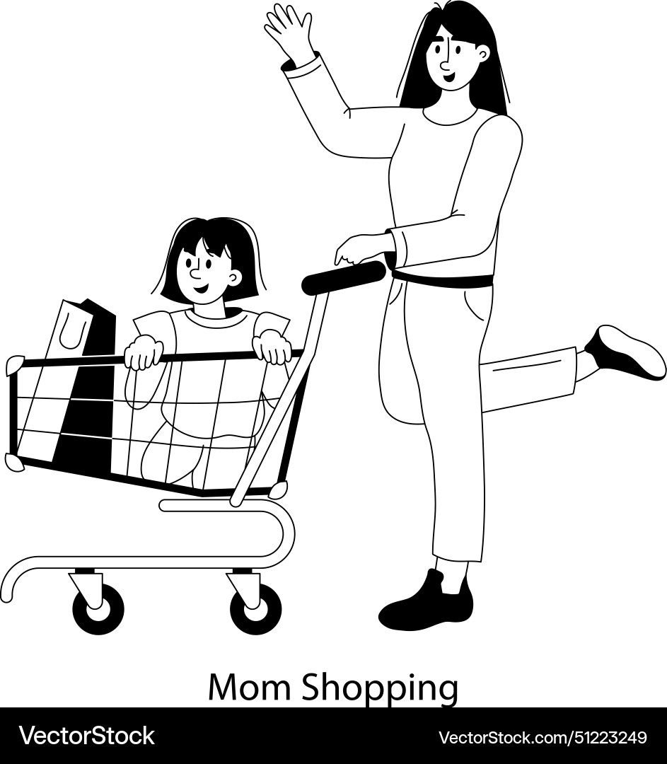 Mom shopping Royalty Free Vector Image - VectorStock