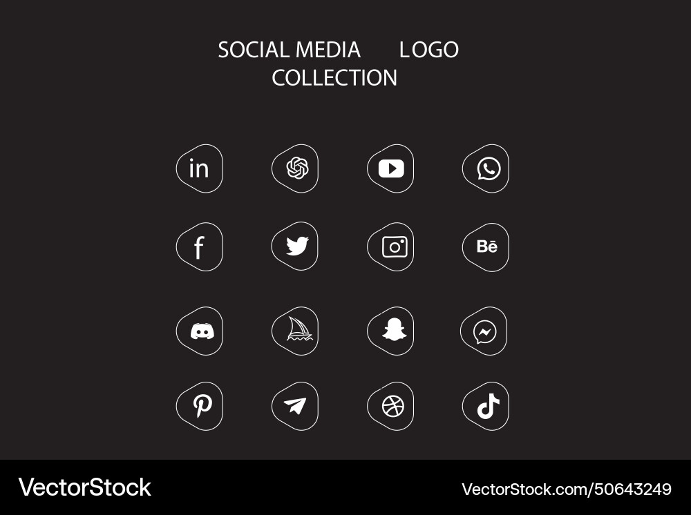 Popular social network logo icon packs Royalty Free Vector
