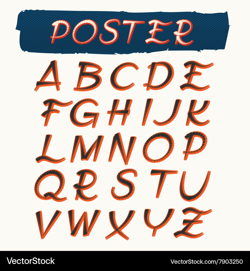 Handcrafted alphabet in retro poster style Vector Image