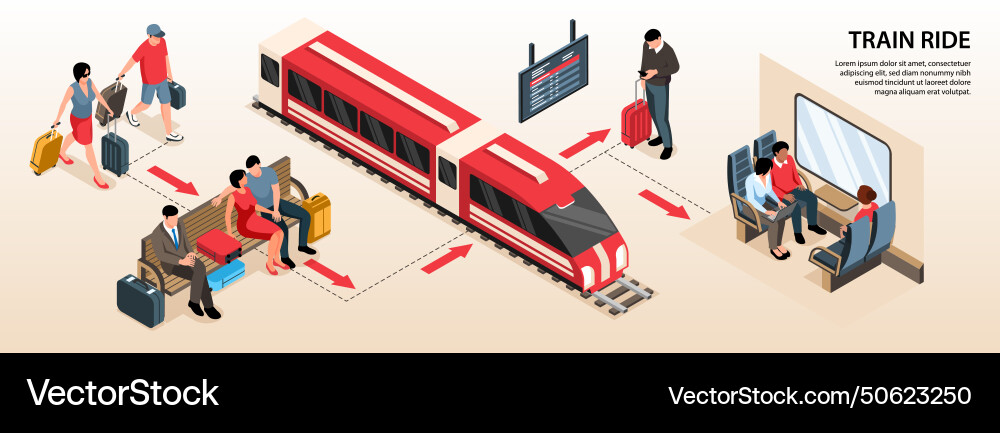 Isometric railway infographics Royalty Free Vector Image