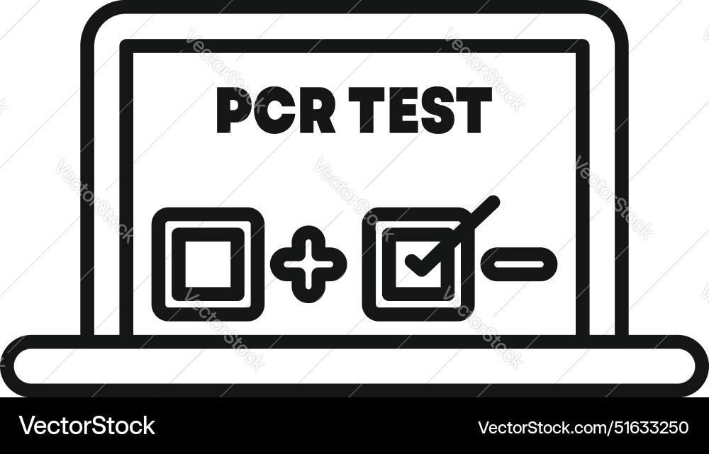 Laptop showing pcr test results with checkmark Vector Image