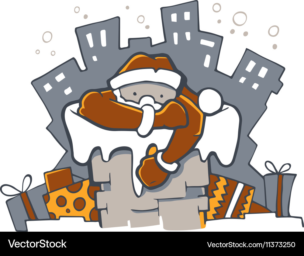 Santa gets out from Royalty Free Vector Image - VectorStock