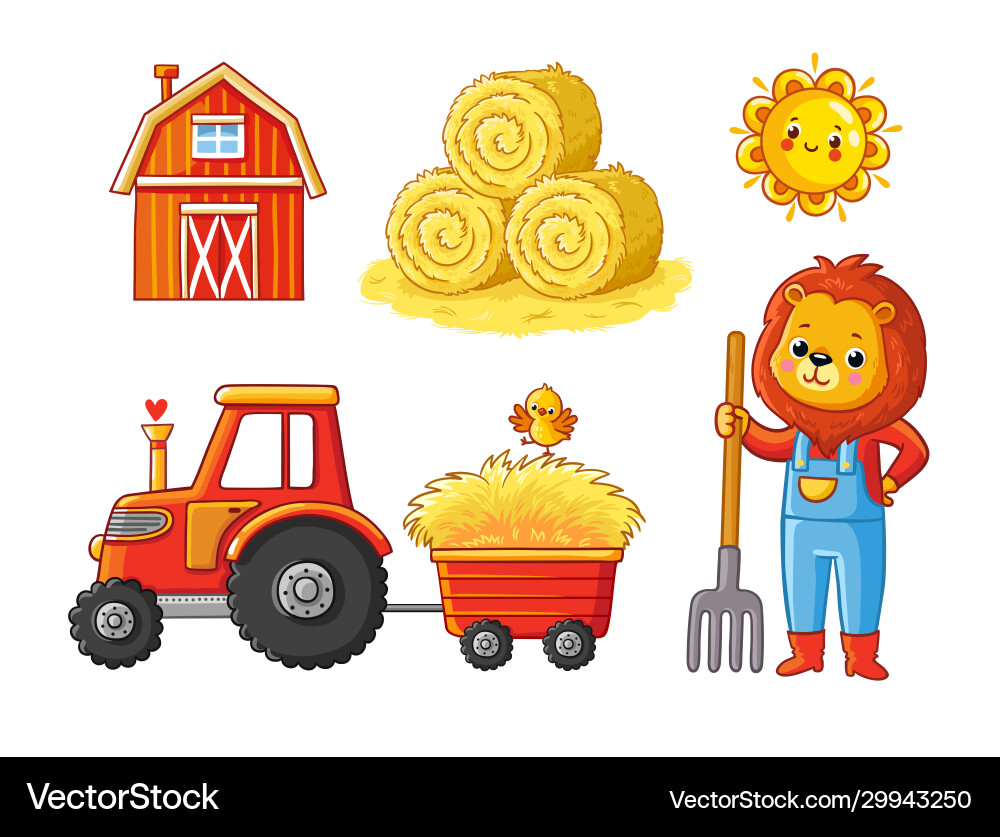 Set on a farm theme white background Royalty Free Vector