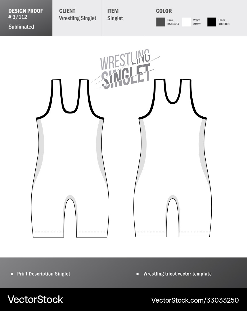 Singlet template wrestling tricot design Vector Image