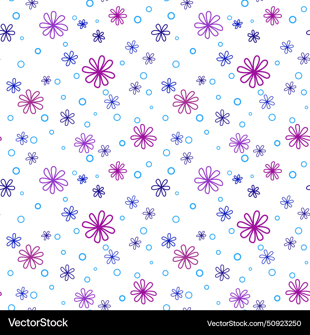 Small blue violet flowers and circles retro style Vector Image
