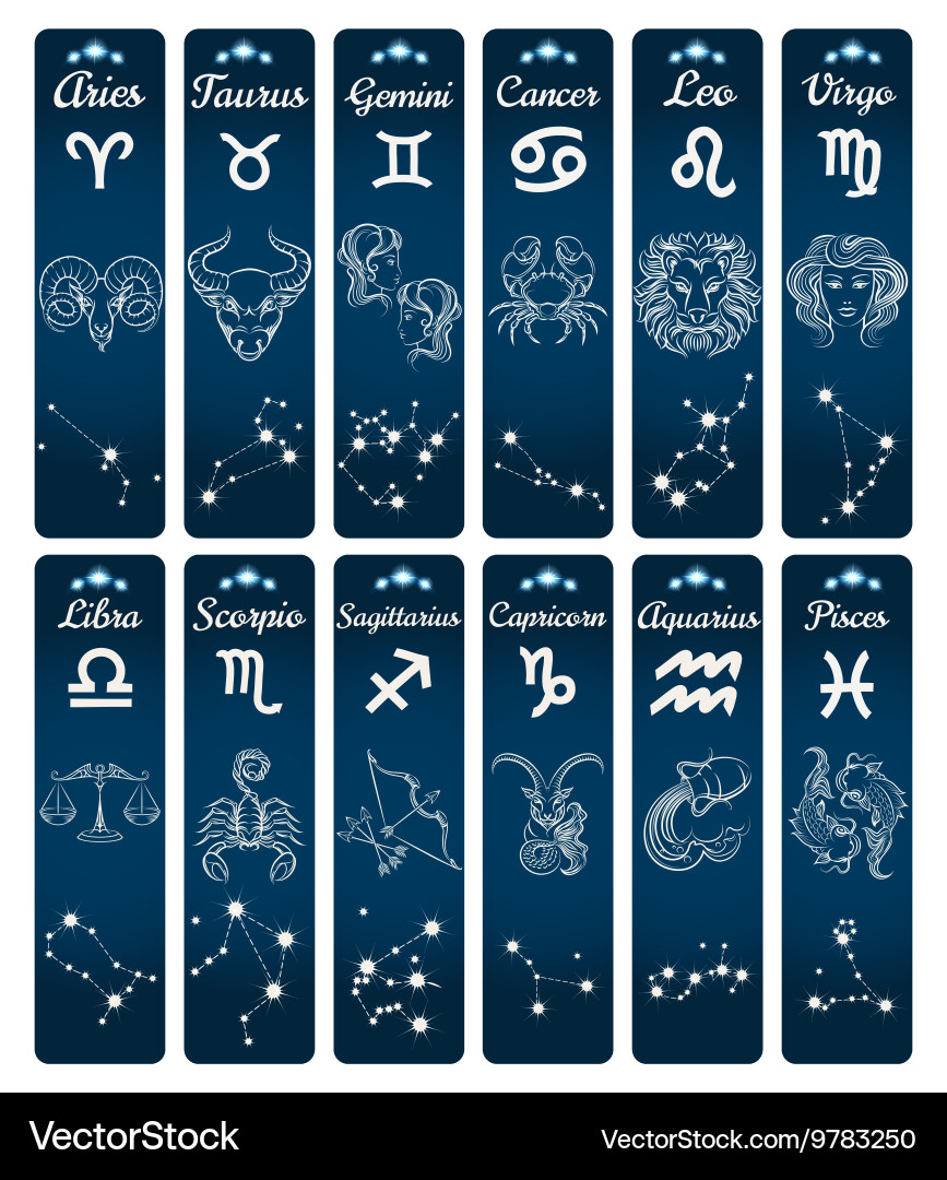 Vertical zodiac signs banners Royalty Free Vector Image