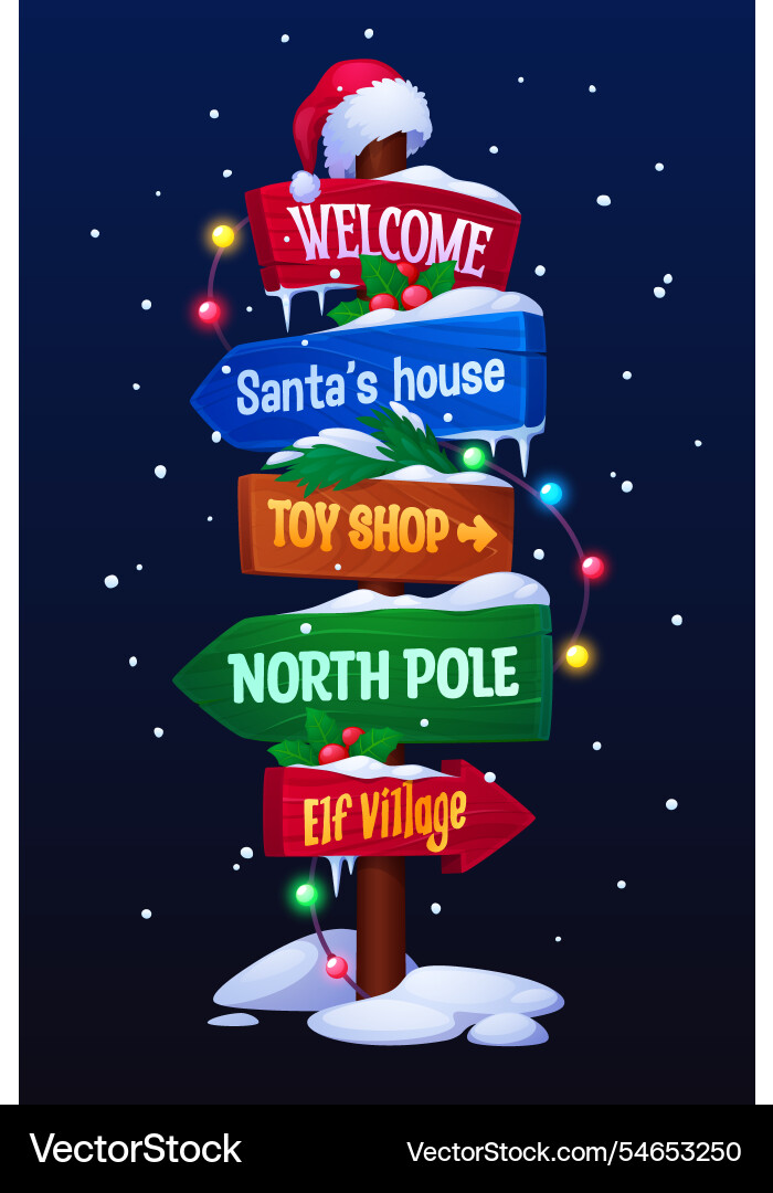 Wooden North Pole Signage Royalty Free Vector Image