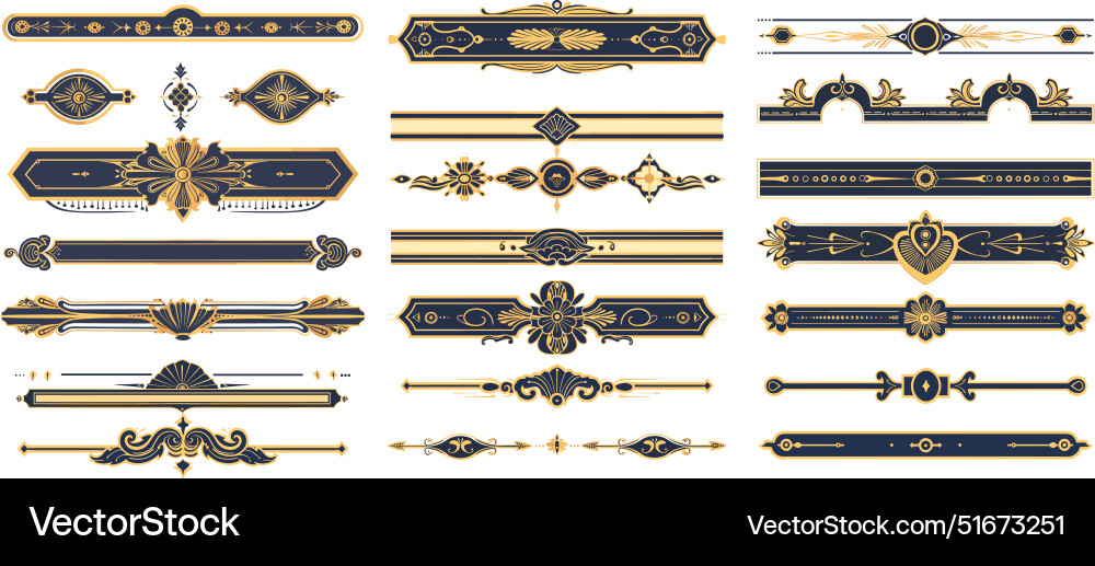 Art deco banners cartoon set borders Royalty Free Vector