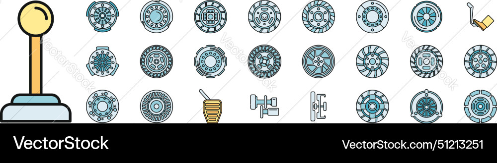 Clutch icons set color line Royalty Free Vector Image