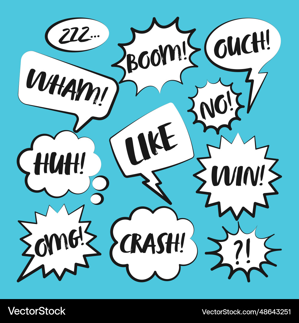 Comic speech bubbles with handwritten text Vector Image