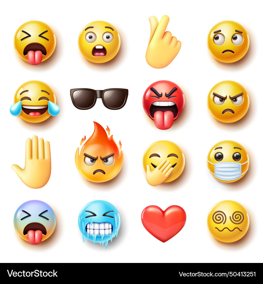 Emoji Faces & Symbols Set Royalty Free Vector Image