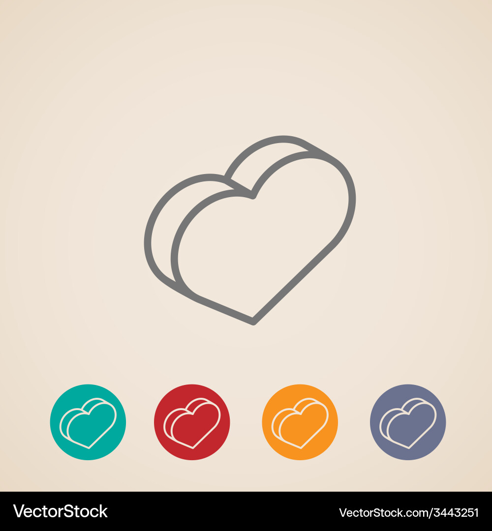 Isometric icon with heart sign Royalty Free Vector Image