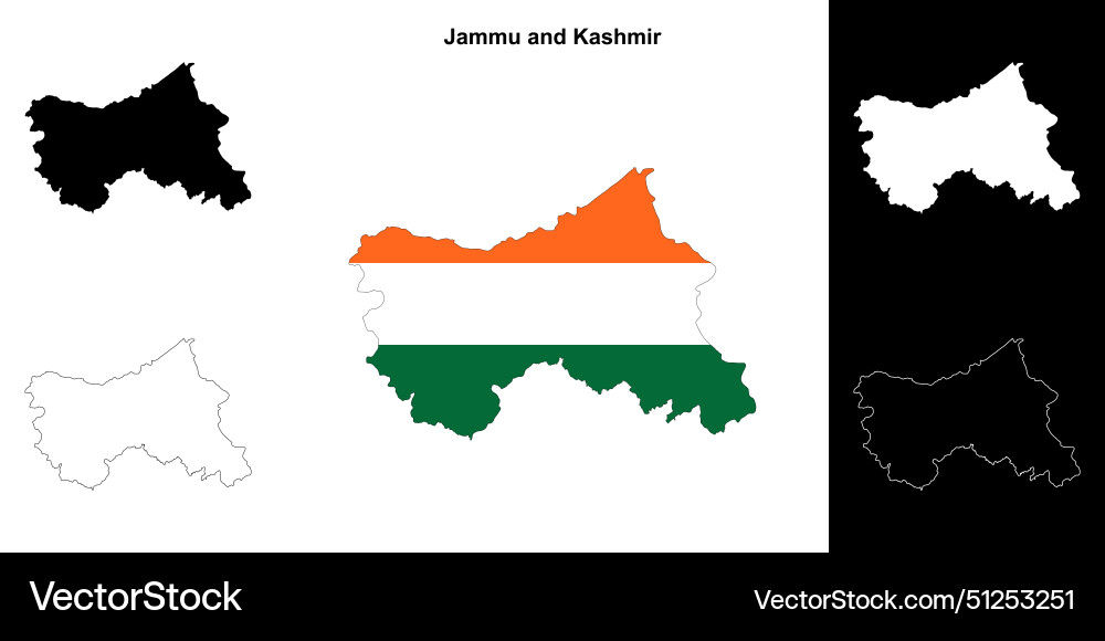 Jammu and kashmir outline map Royalty Free Vector Image