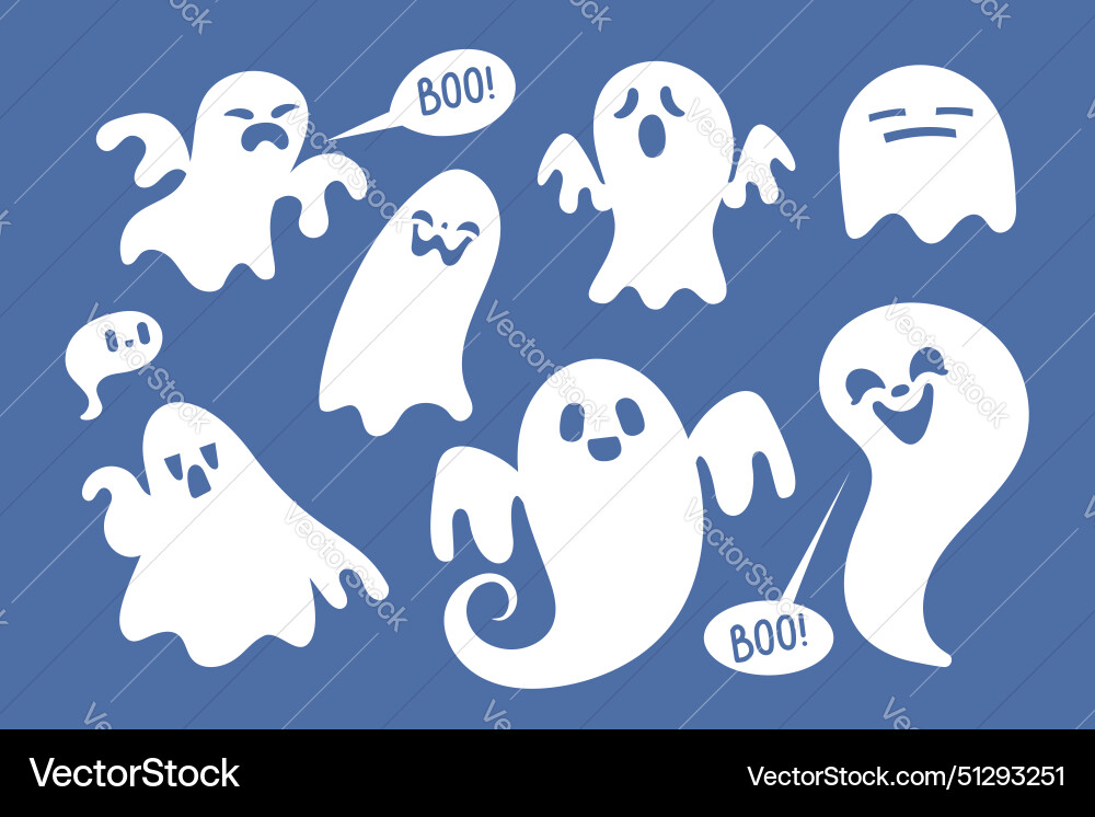 Spooky halloween ghost fly phantom spirit Vector Image