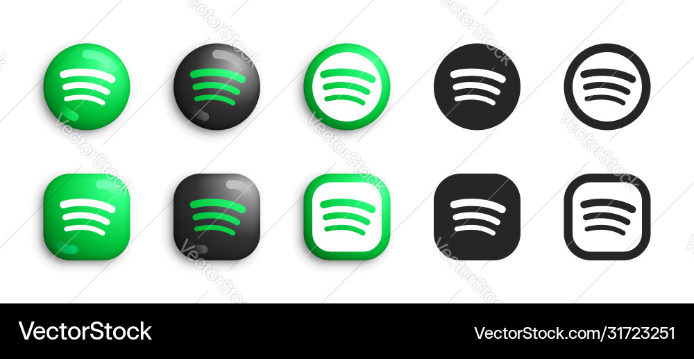 Spotify modern 3d and flat icons set Royalty Free Vector