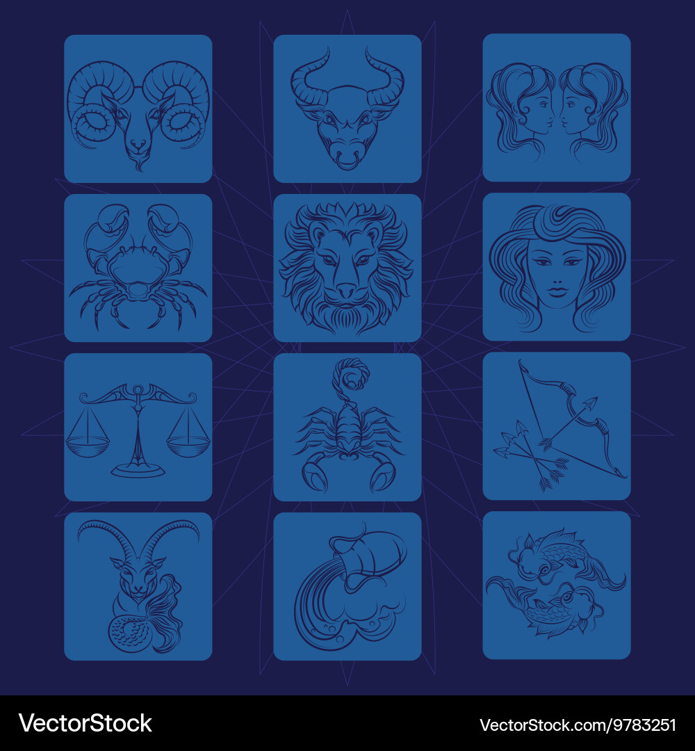 Zodiac Sign Icons Royalty Free Vector Image - VectorStock