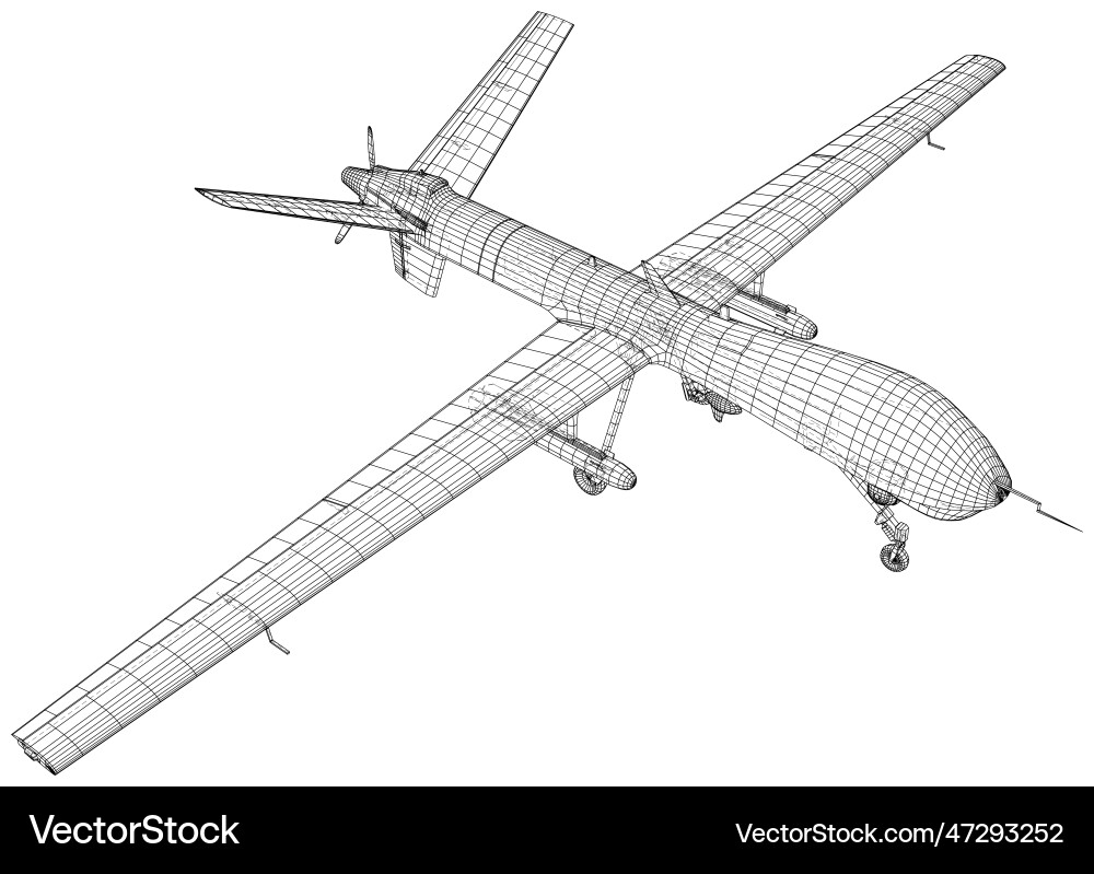 Aircraft rendering of 3d predator Royalty Free Vector Image