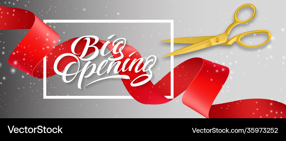 Big opening sparkling banner design with frame Vector Image