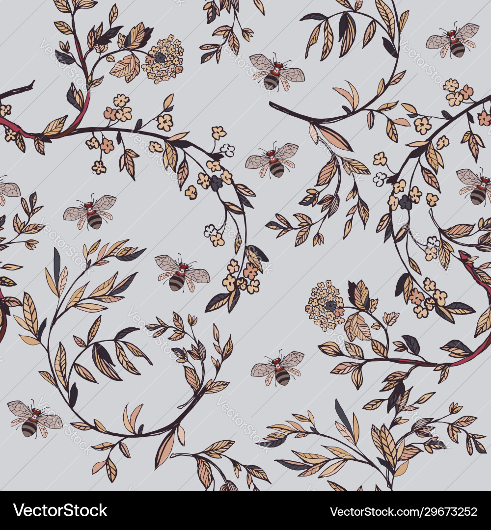 Branches flowering trees seamless pattern Vector Image