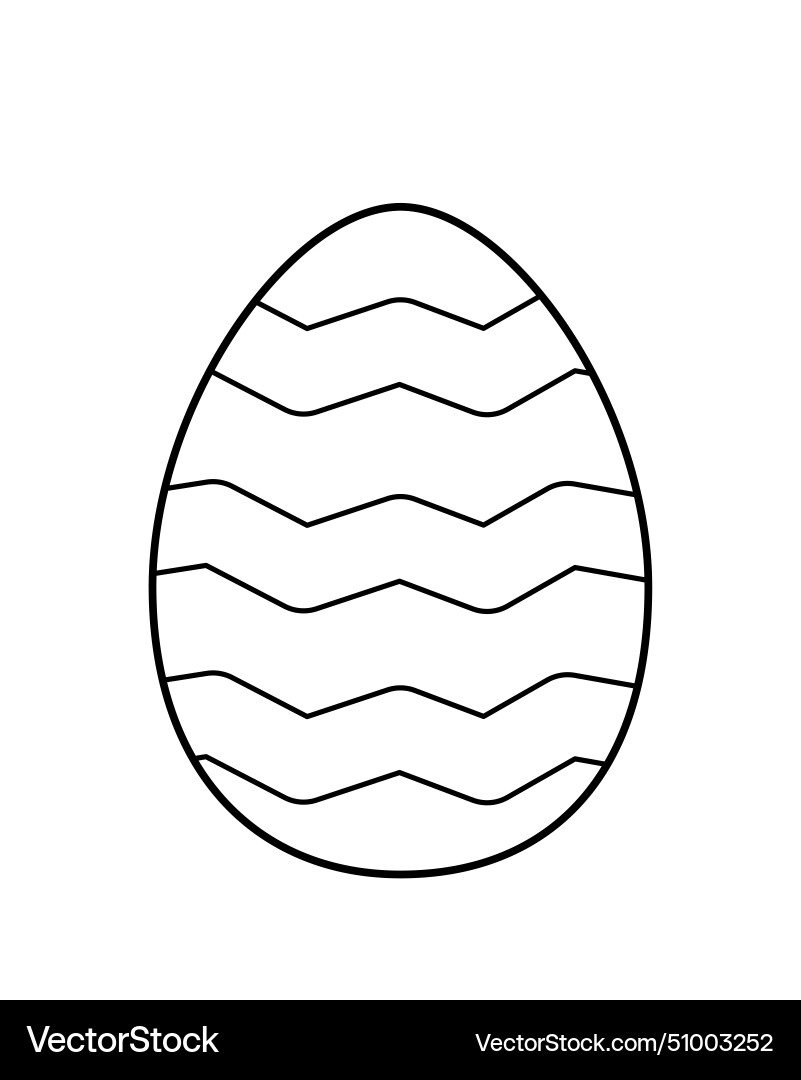 Coloring page easter egg with zig zag black Vector Image