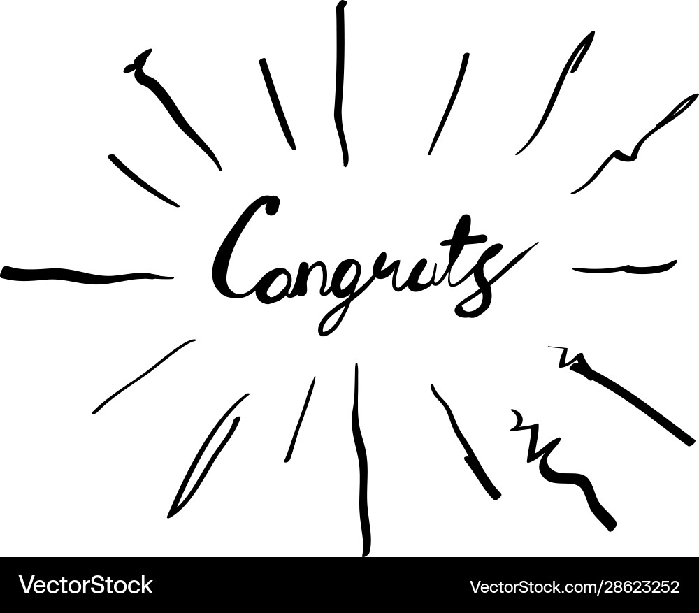 Doodle congratulations handdrawn cartoon style Vector Image