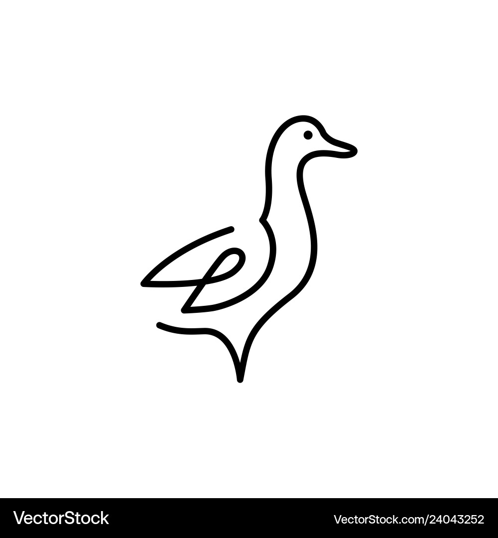 Duck logo icon line outline monoline Royalty Free Vector