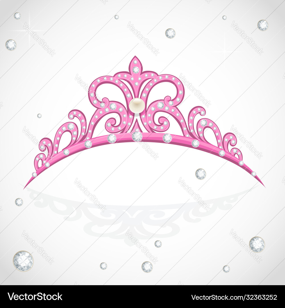 Elegant shiny pink tiara with precious stones Vector Image