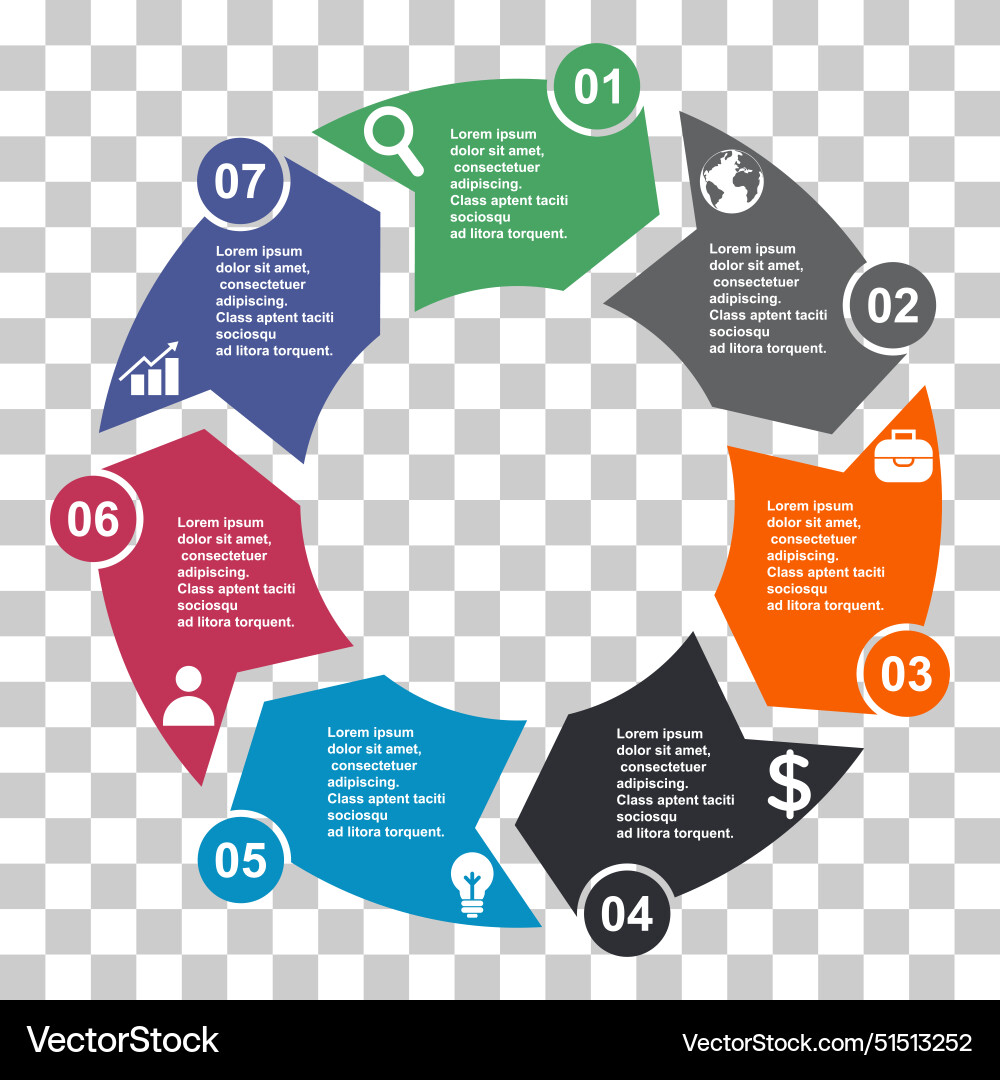 Information round diagram 8 steps infographic Vector Image